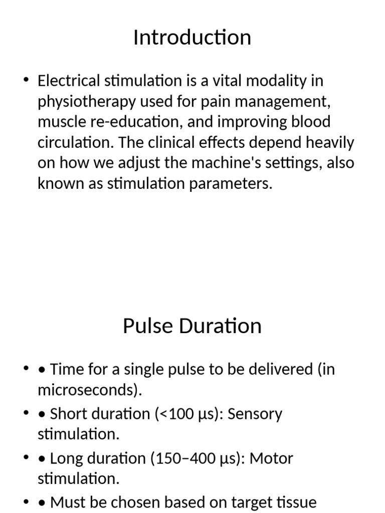 Electrical Stimulation Parameters | PDF