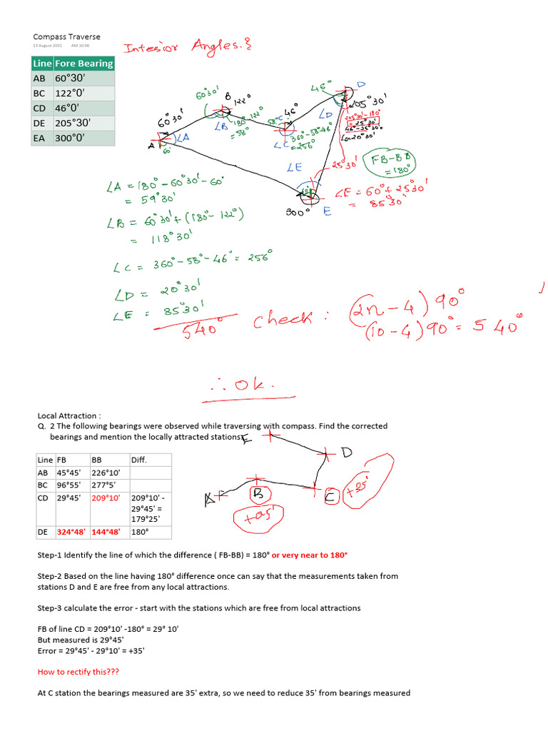Surveying Division B Class Notes | PDF | Surveying | Elementary Geometry