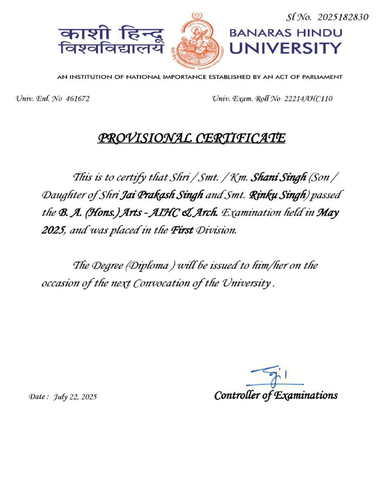 Provisional Degree | PDF