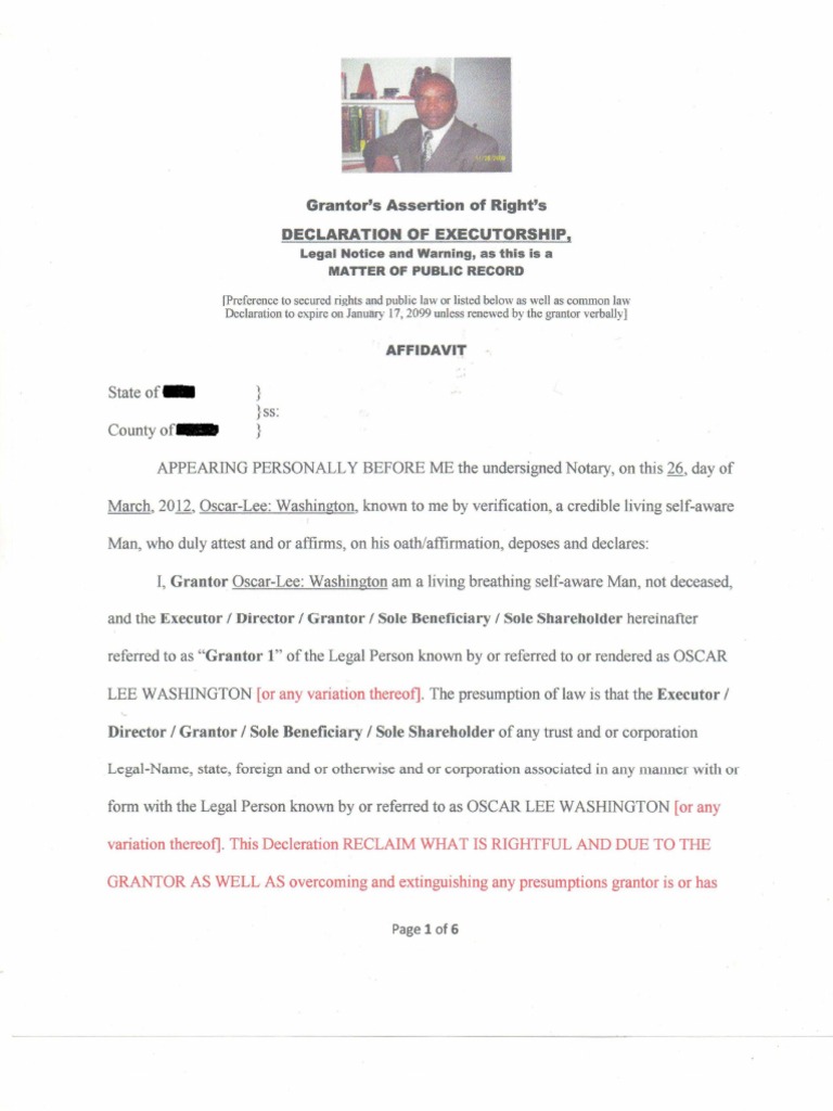 Declaration of Executorship