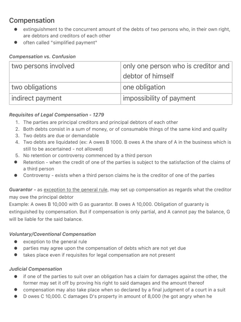 Compensation | PDF | Assignment (Law) | Debt
