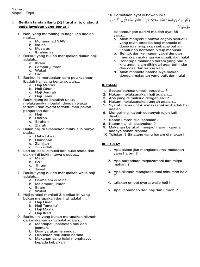 Uas Fiqih Genap 24 25 - Copy | PDF