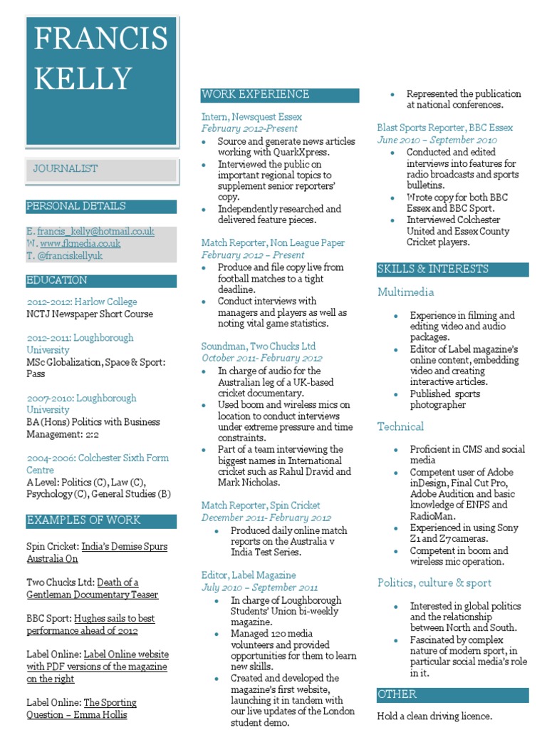 Francis Kelly Media CV | PDF