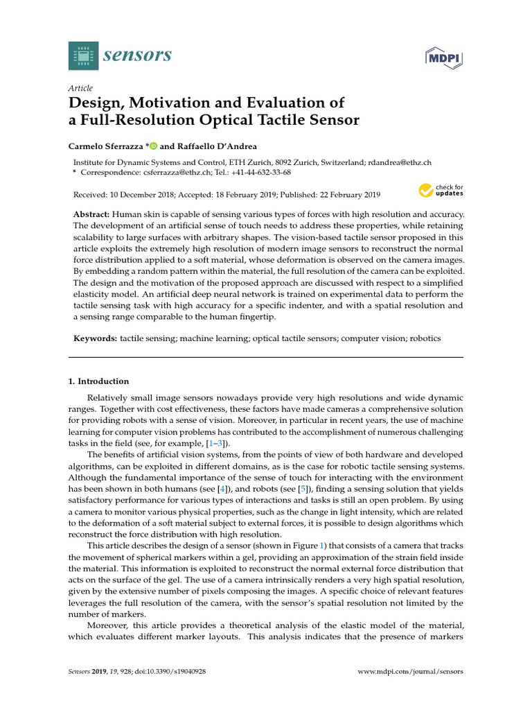 Optical Tactile Sensor Design Insights | PDF | Image Resolution | Deep ...