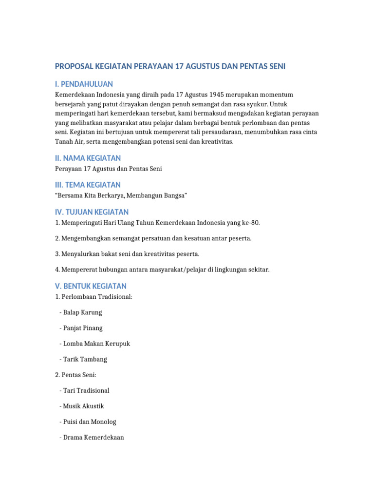 Proposal 17 Agustus Pentas Seni | PDF