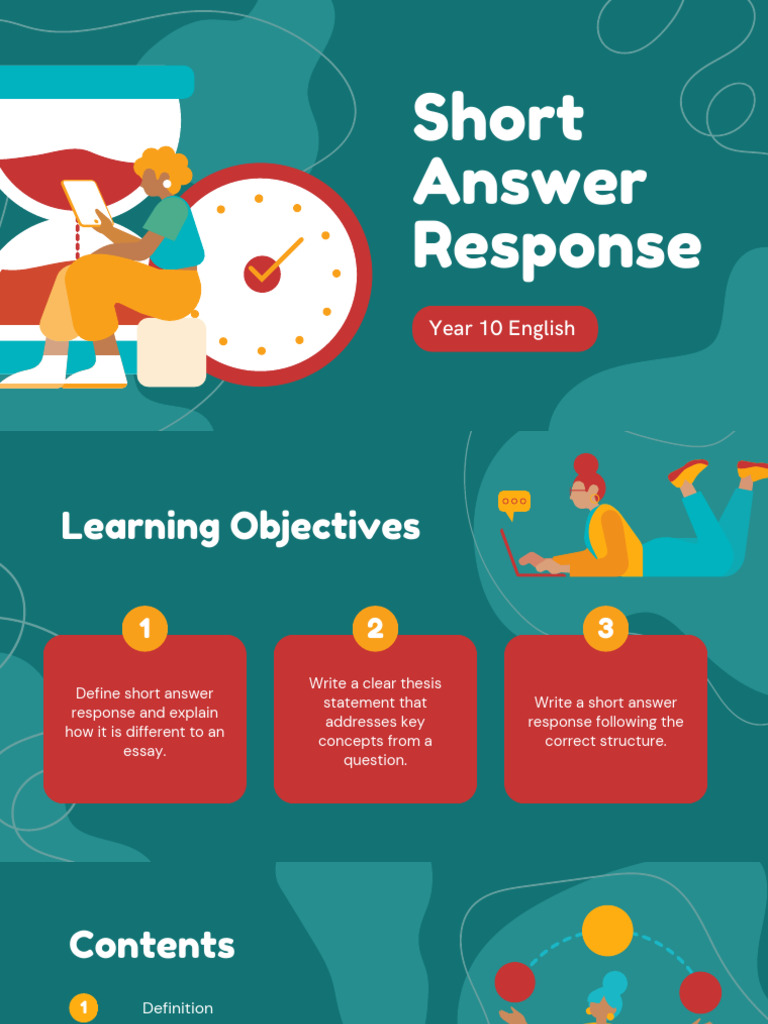 Turquoise Red Yellow Bold Illustrative English Short Answer Response ...