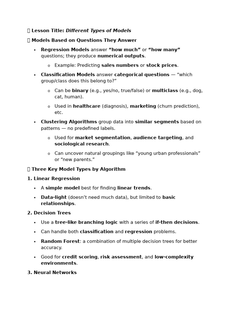 Different Types of Models | PDF