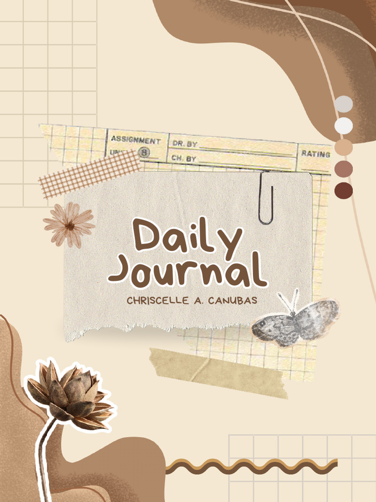 Brown Aesthetic Daily Journal Cover A4 Document | PDF