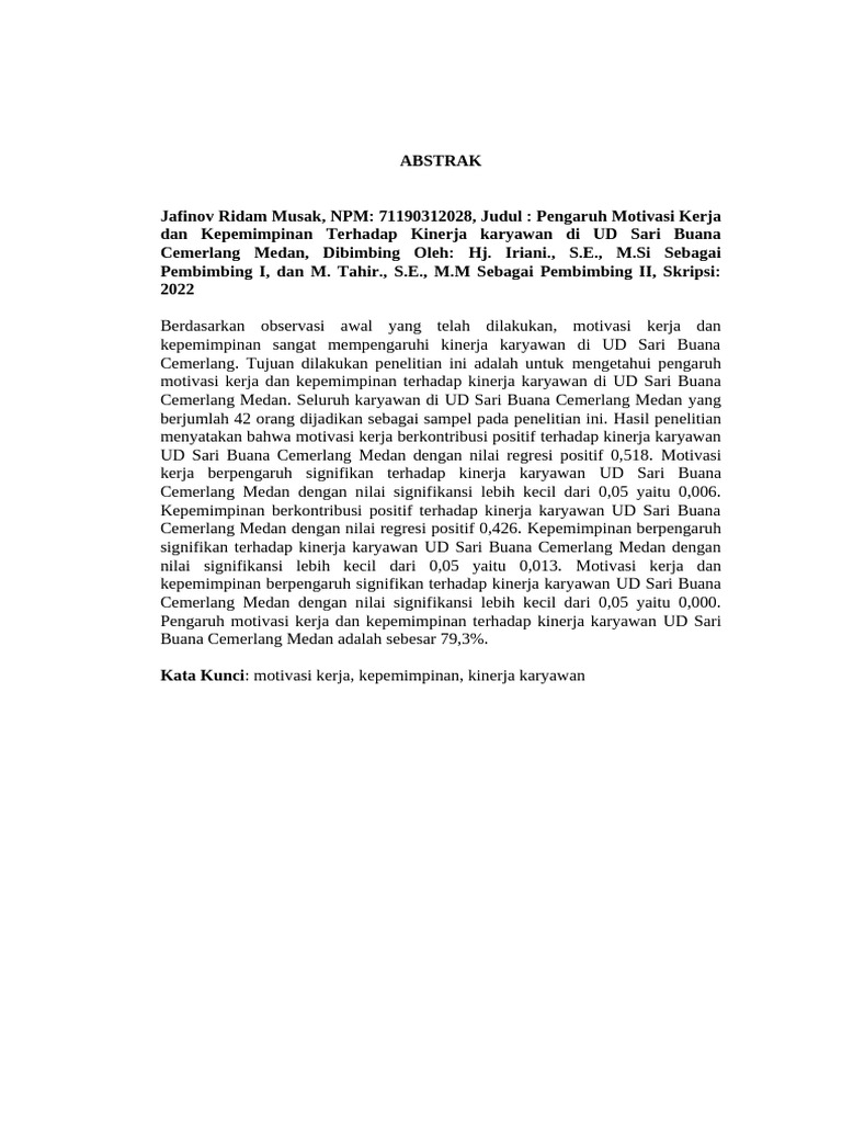 Abstrak Skripsi | PDF