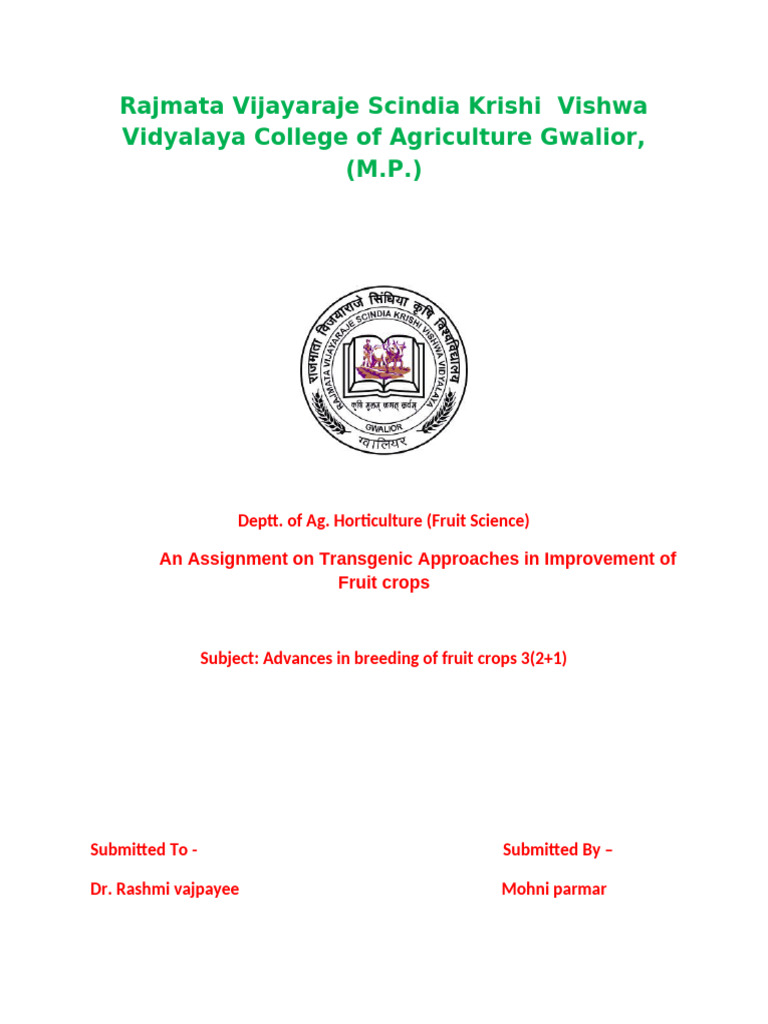 Transgenic Strategies for Fruit Crop Improvement | PDF | Genetically ...