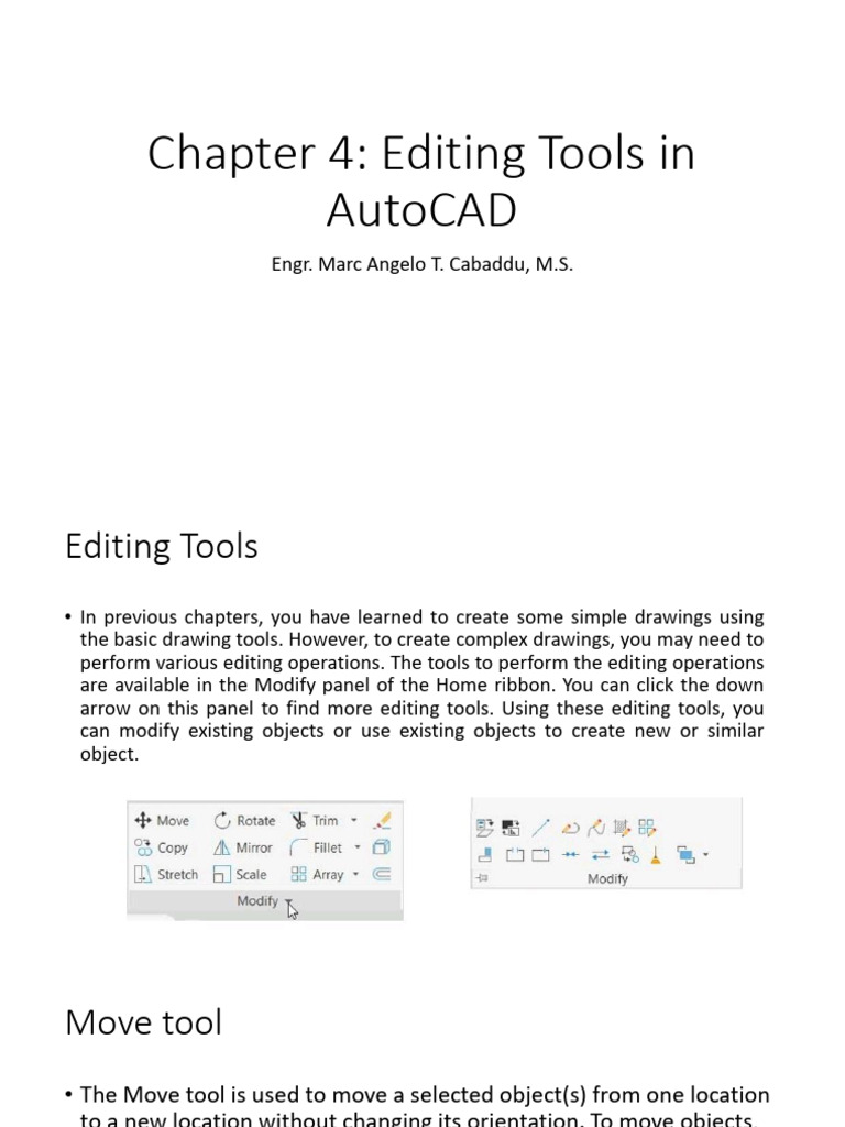 AutoCAD Editing Tools Overview | PDF | Command Line Interface | Mirror