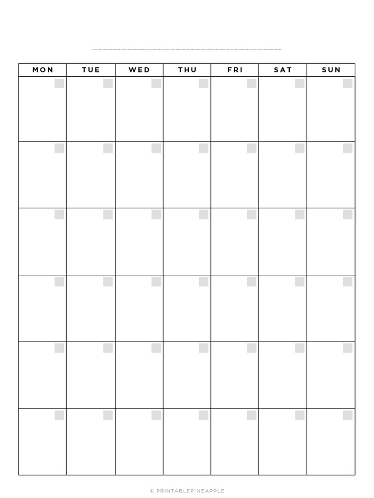 A4 Calendar Mon Start | PDF