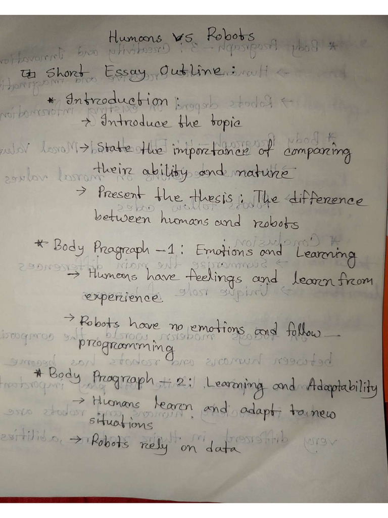 Essay Robots Vs Humans | PDF