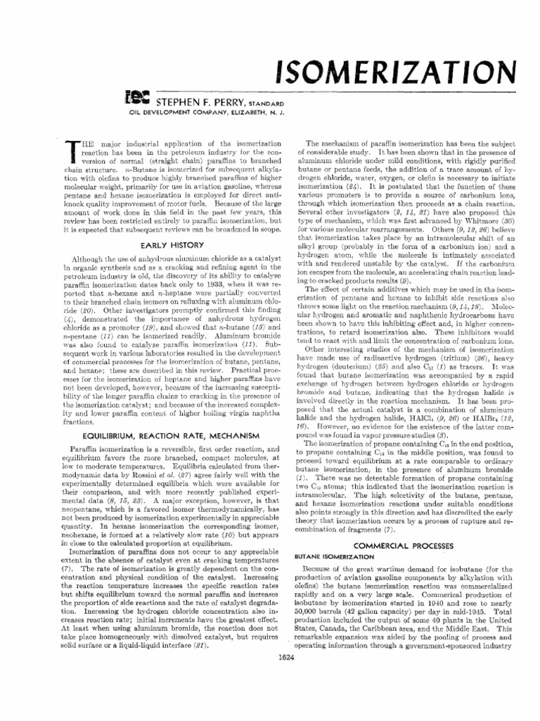 Parafinn Isomerization in Petroleum Industry | PDF | Alkane | Chemical ...