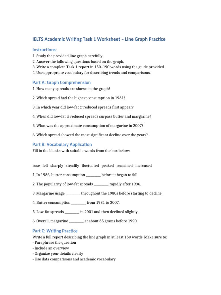 IELTS Task1 LineGraph Worksheet | PDF