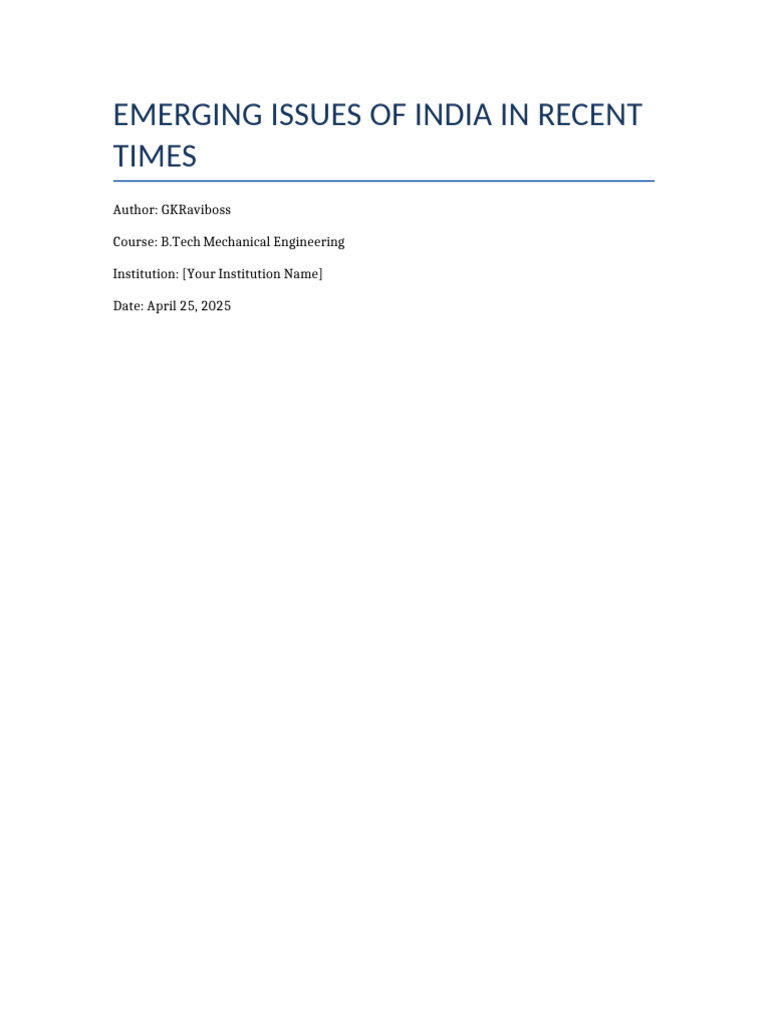 Emerging Issues of India Report | PDF | Economic Inequality ...