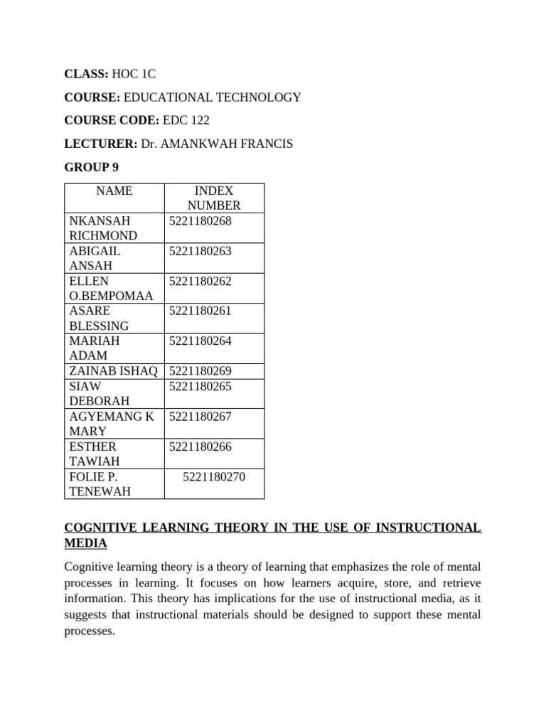 Edutech Assignment Group 7 | PDF | Learning | Constructivism ...