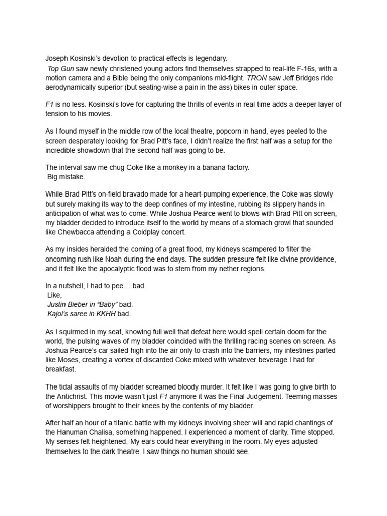 F1 Cinematic Thrills | PDF