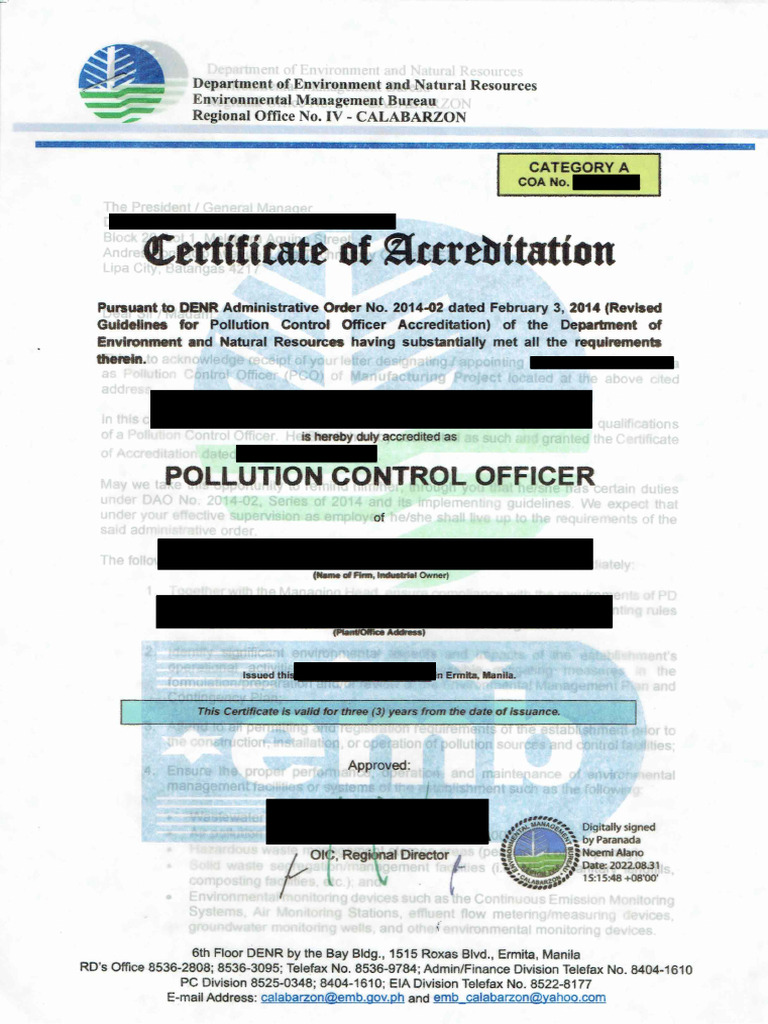 PCO Accreditation Certificate | PDF