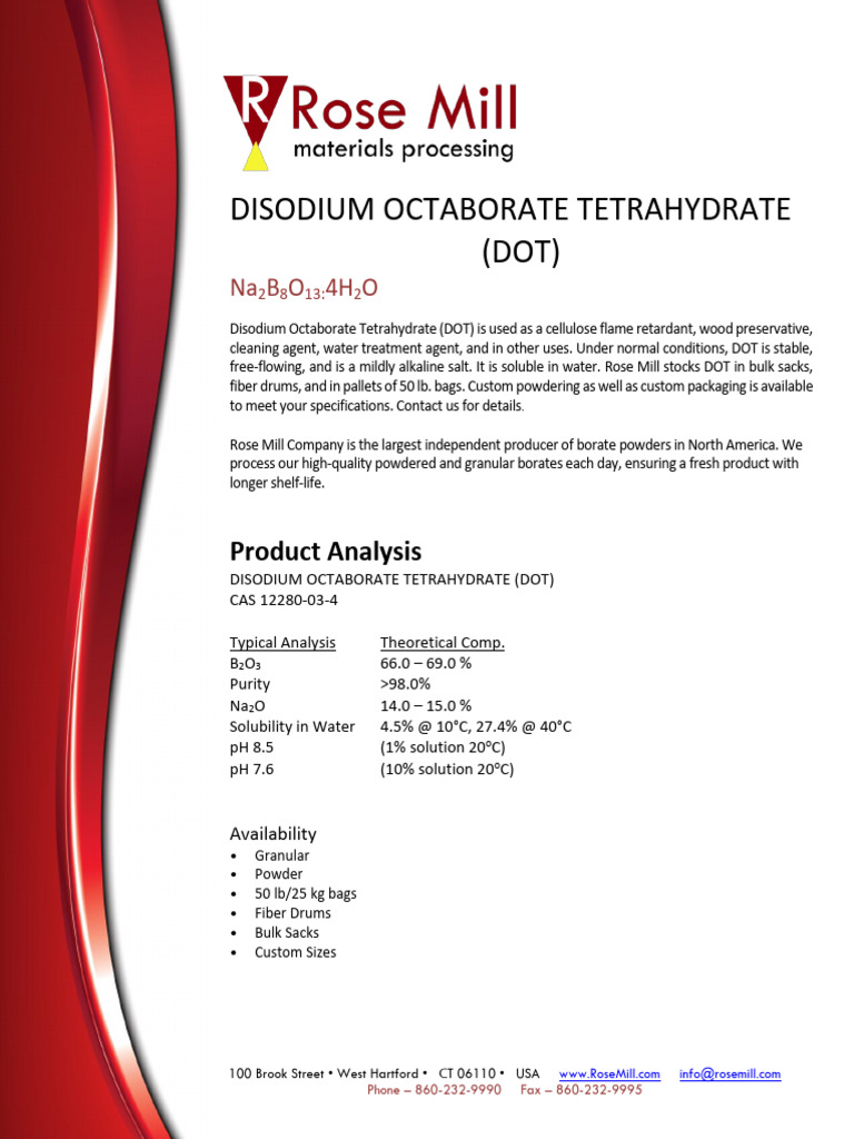 DOT Disodium Octaborate Spec | PDF