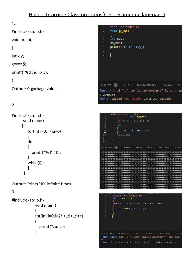 Higher Learning Class On Loops | PDF