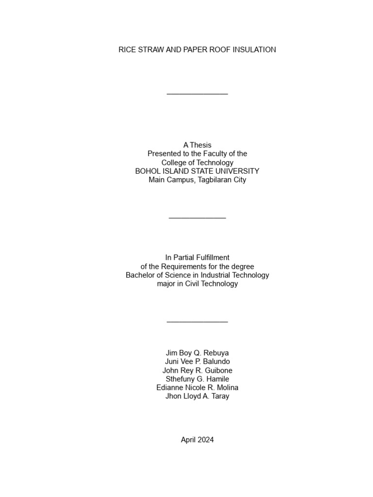 PRELIMINARY PAGES-Rice Straw and Paper Roof Insulation | PDF | Building ...