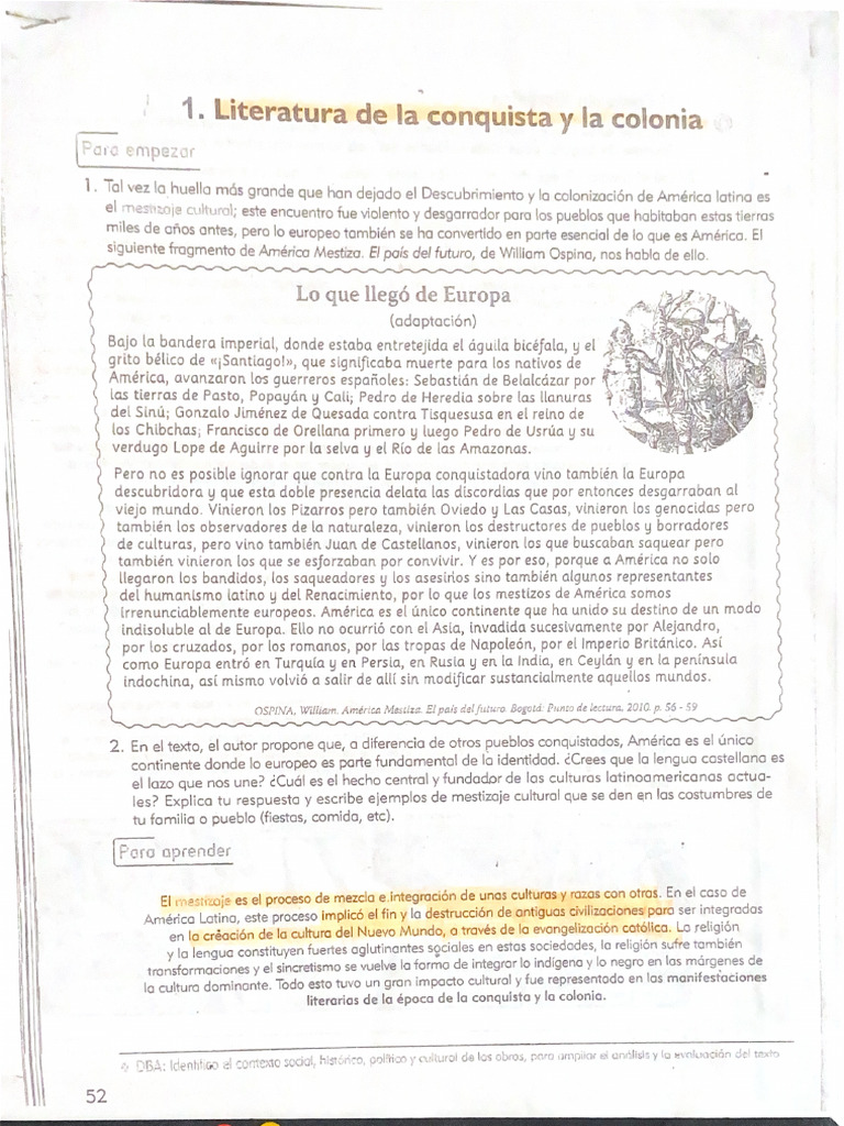 Literatura de La Conquista y La Colonia | PDF