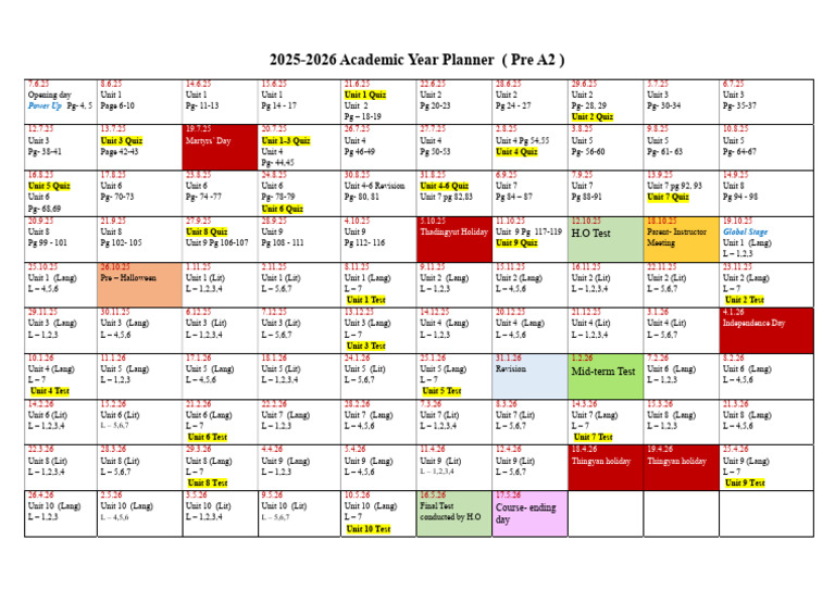 Pre A2 Planner | PDF