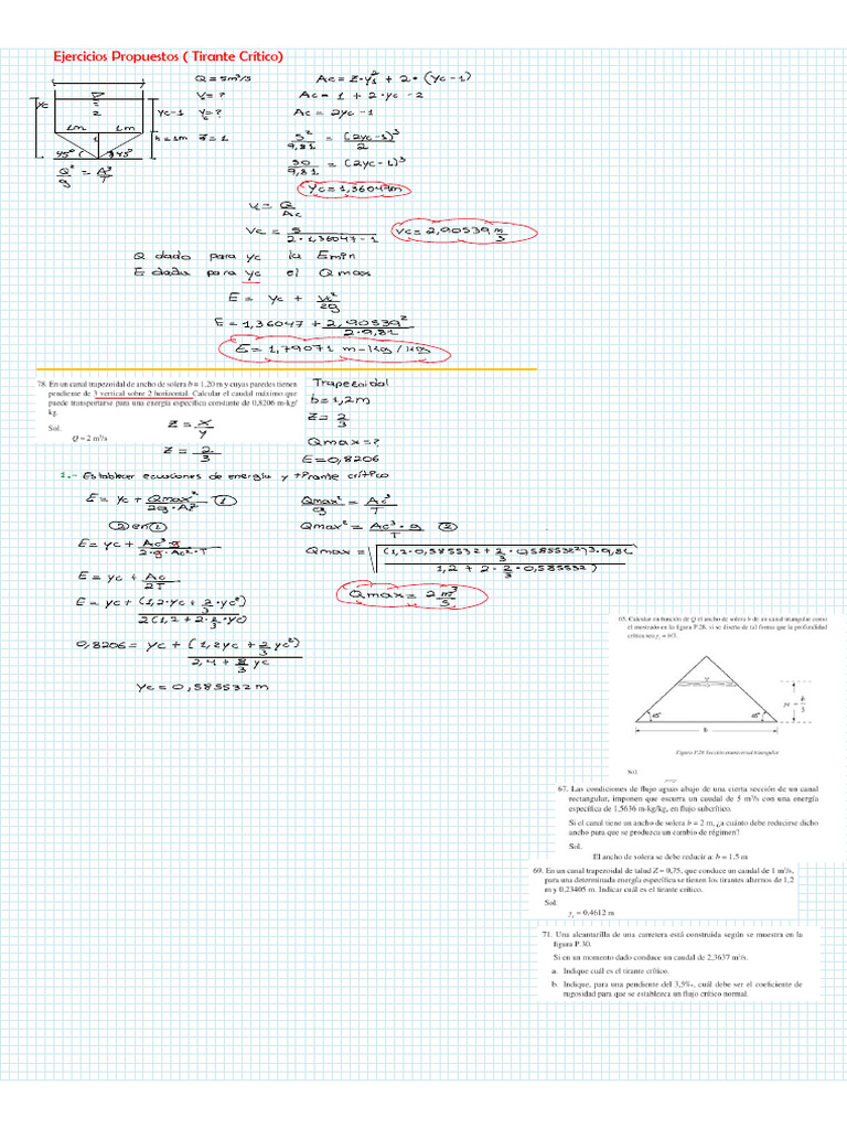 Ejercicios Propuestos (Tirante Crítico) | PDF