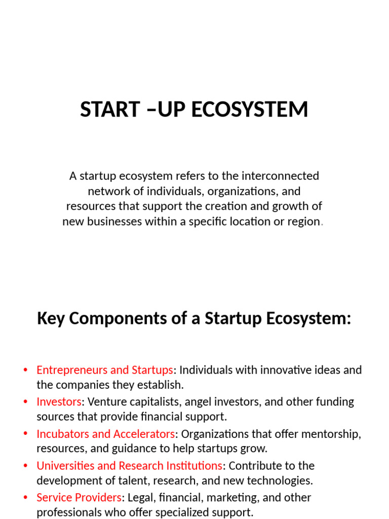 Start - Up Ecosystem | PDF | Startup Company | Small Business ...