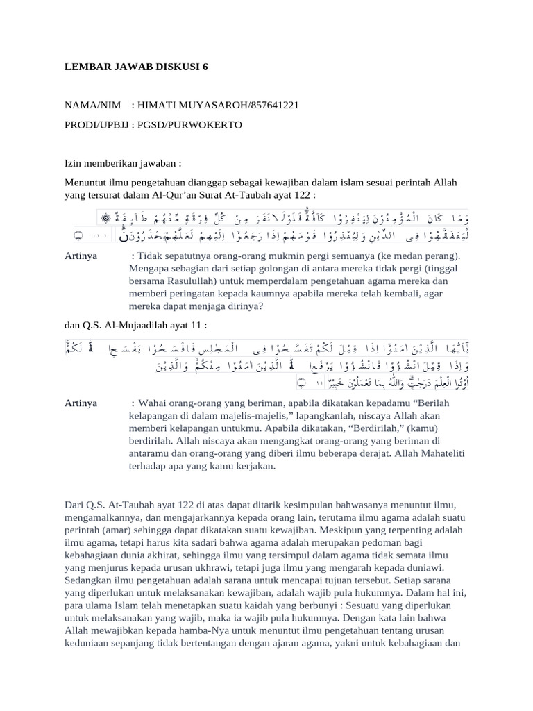 Lembar Jawab Diskusi 6 | PDF