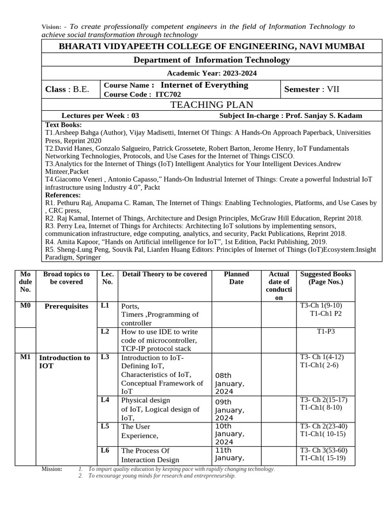 IOE Session Plan Experiment List 2021-2022 New Final | PDF | Internet Of Things | User Interface ...