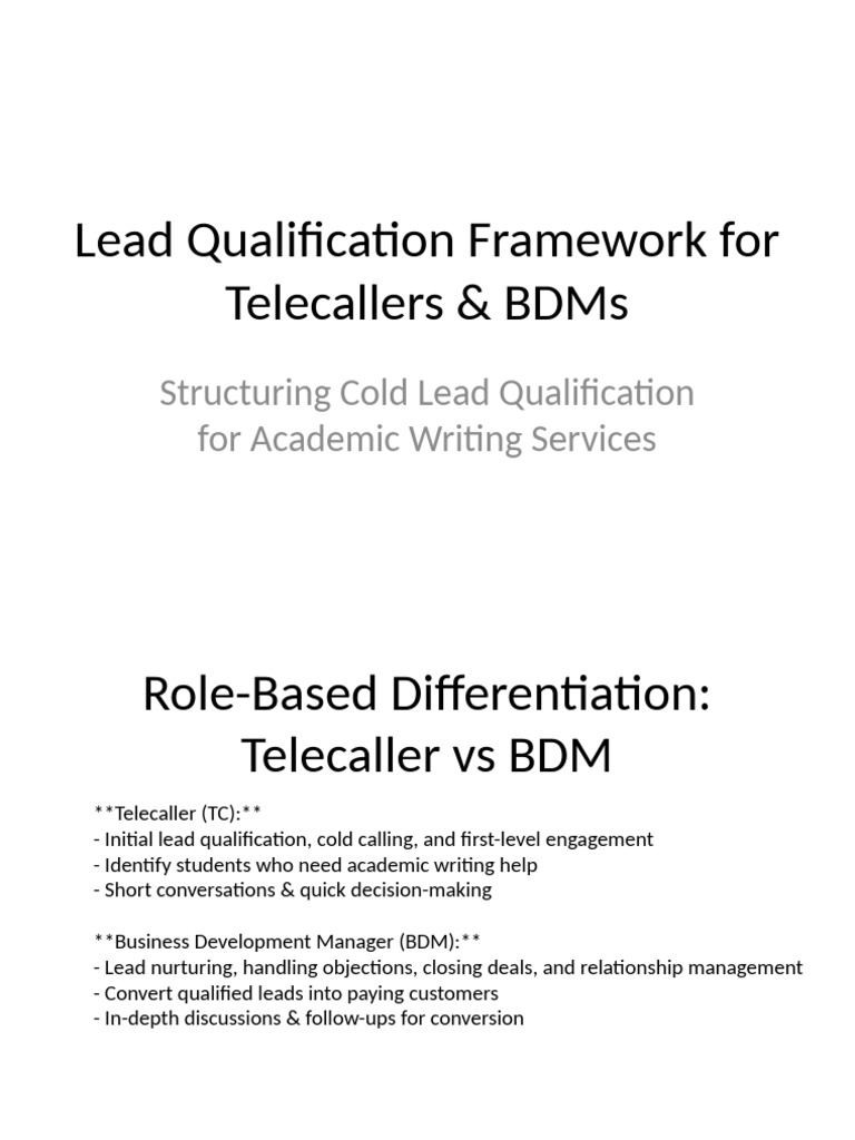 Lead Qualification Framework | PDF