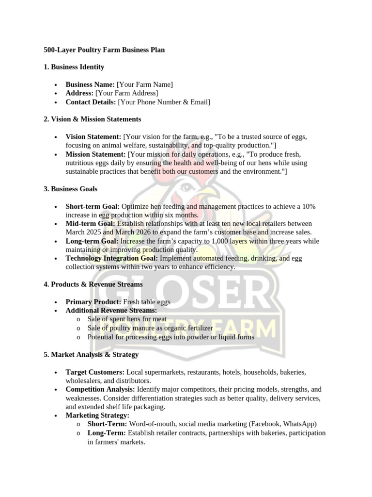 Poultry Business Plan Template | PDF | Economies