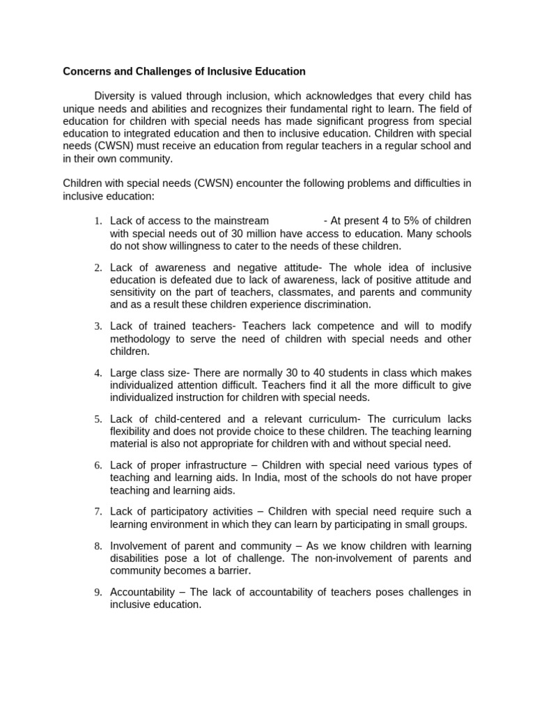 Challenges in Inclusive Education | PDF | Inclusion (Education ...