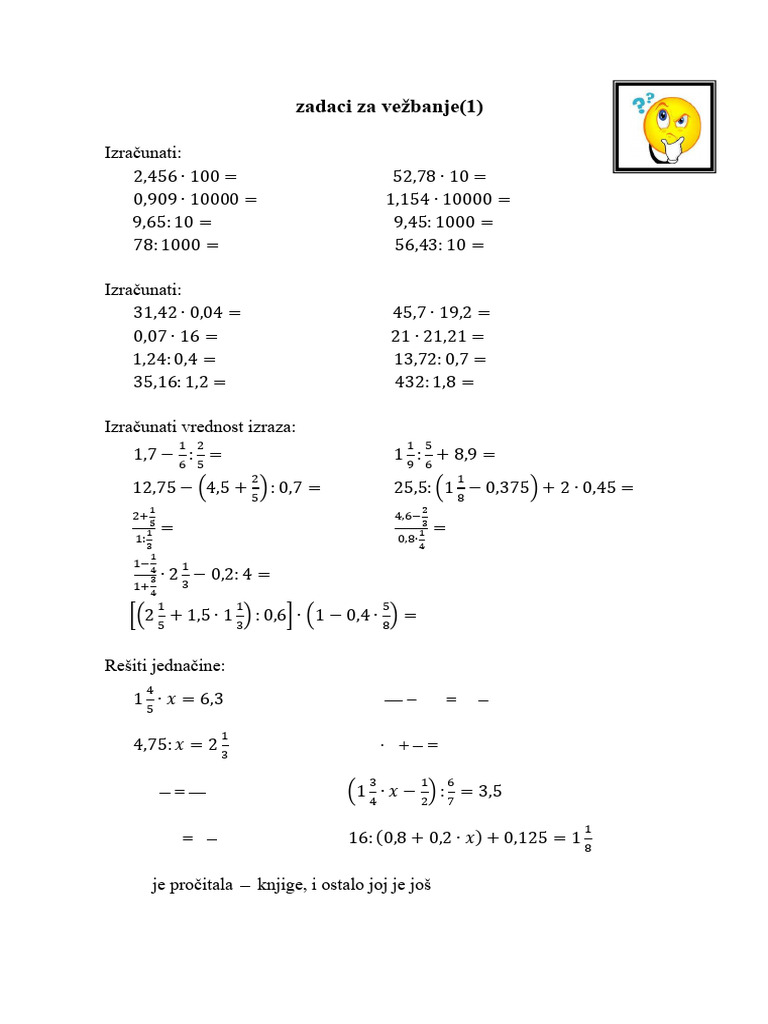 5razr Priprema Za IV Pismeni Zadaci Za Vezbanje 2 | PDF