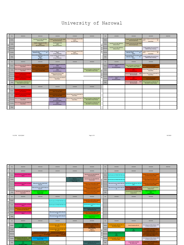 Spring 2024 Computer Science Timetable | PDF | Computing | Mathematics
