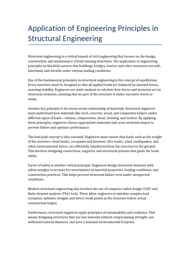 Application in Structural Engineering | PDF | Structural Engineering | Structural Load