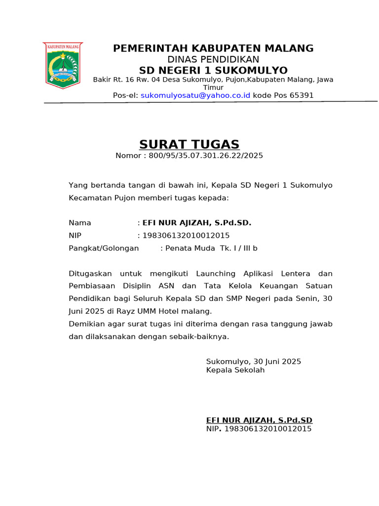 Surat Tugas Kop Baru | PDF