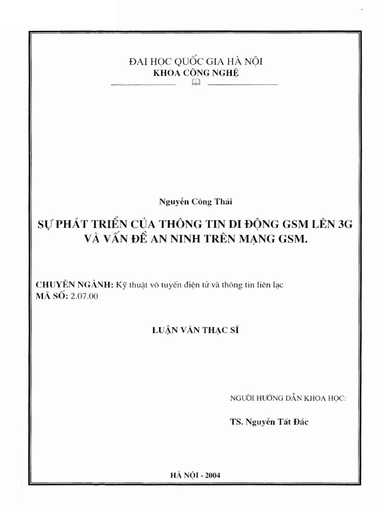 Luận Văn Sự Phát Triển Của Thông Tin Di Động Gsm Lên 3g Và Vấn Đề an ...