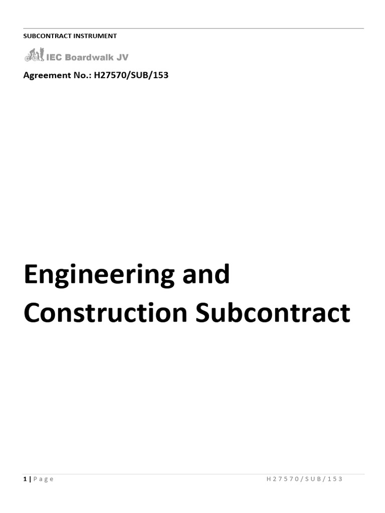 NEC4 Subcontract Form (Options A) - 28 Sept 2022 | PDF | Subcontractor ...