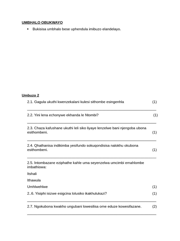 Umbhalo Obukwayo | PDF