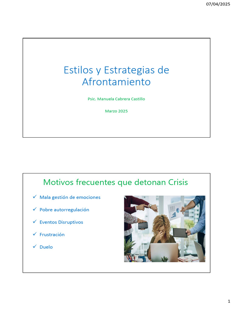 Estilos y Estrategias de Afrontamiento | PDF | Estrés (biología) | Las ...