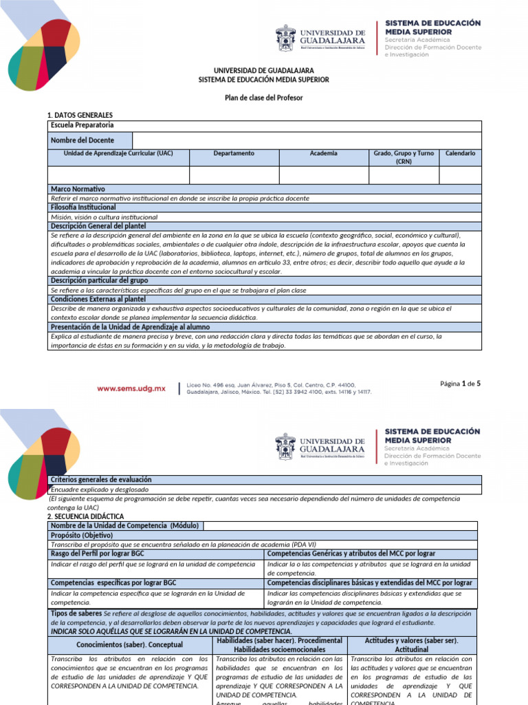 Formato Plan Clase | PDF | Evaluación | Maestros