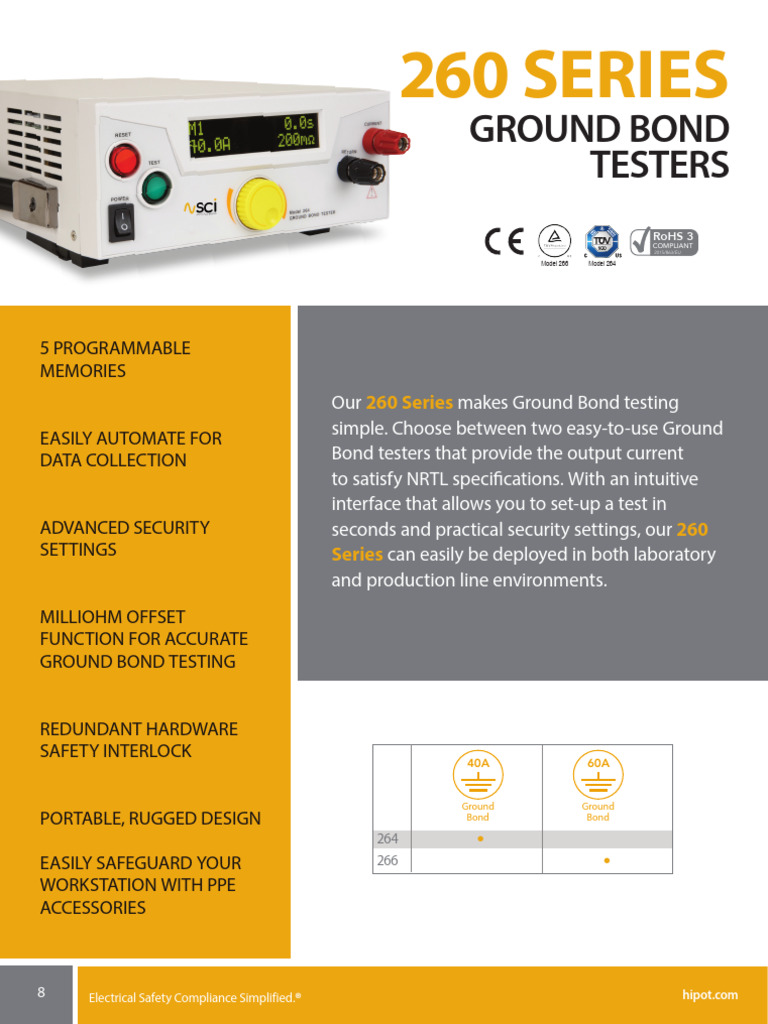 260 Series Ground Bond Testers Overview | PDF | Alternating Current | Usb