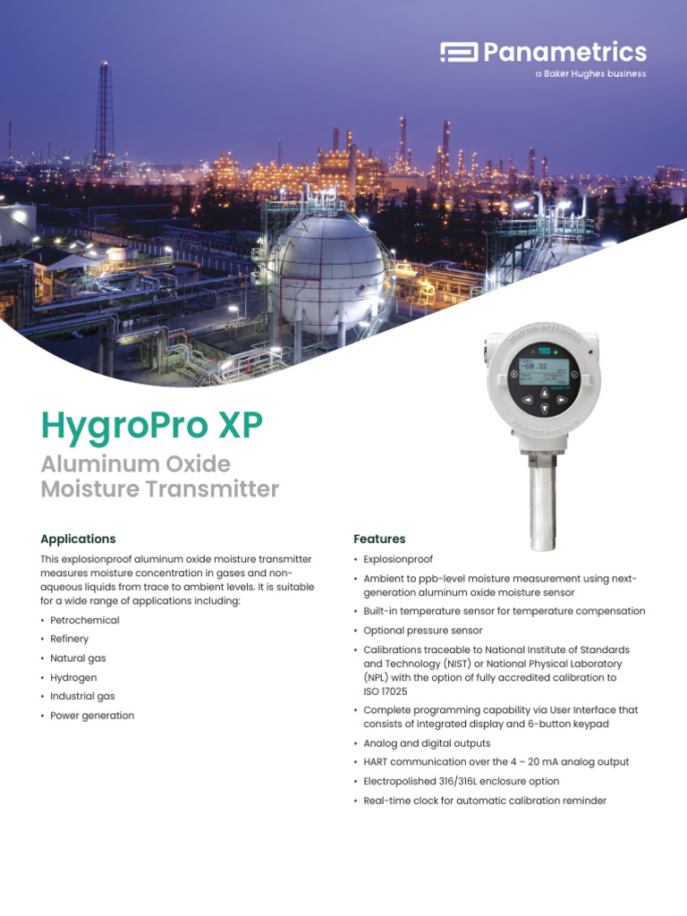 HygroPro XP Moisture Transmitter Overview | PDF | Calibration | Sensor