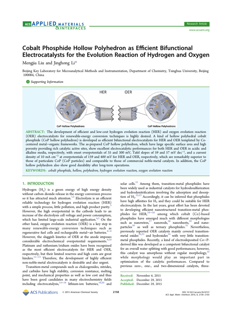 Cobalt Phosphide Hollow Polyhedron As Efficient Bifunctional ...