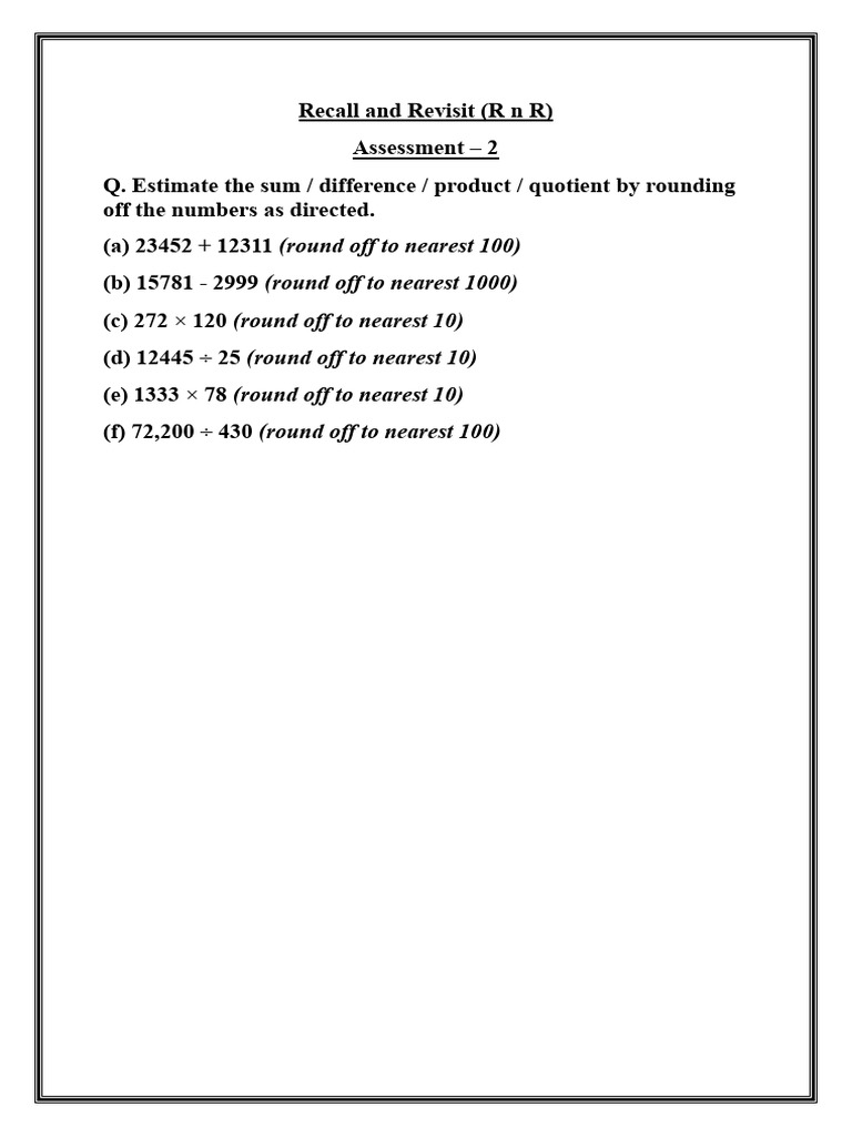 Recall and Revisit (Assessment-2) | PDF