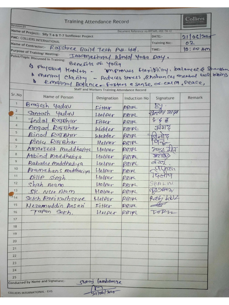 Training Attendance Record | PDF