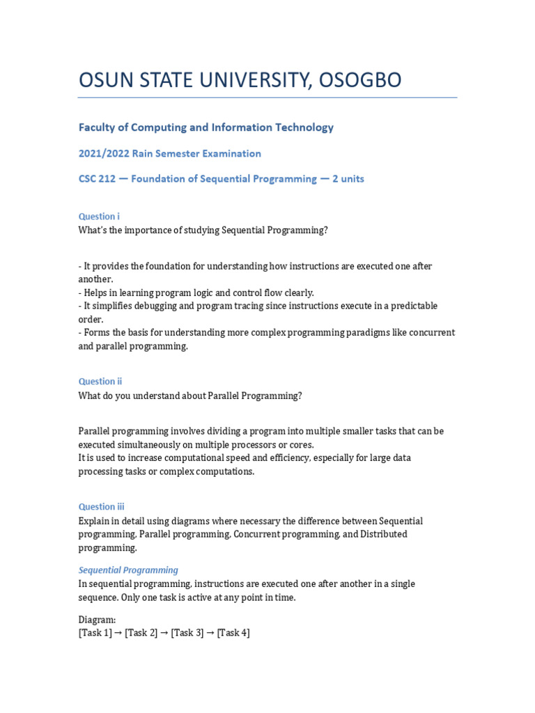 CSC - 212 - Updated - Questions - and - Answers GPT | PDF | Concurrent ...